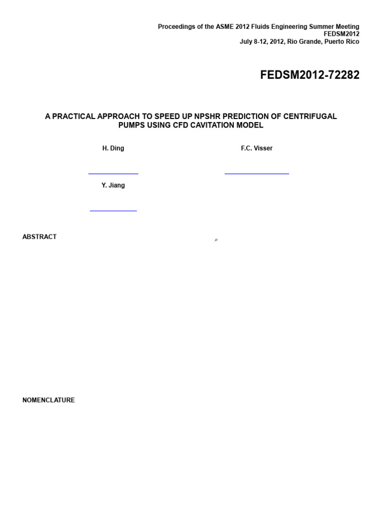 A Practical Approach To Speed Up NPSHR Prediction of Centrifugal Pumps ...