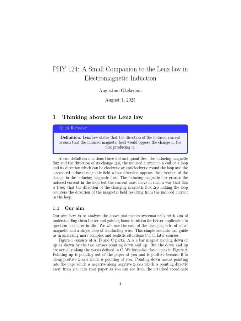 Lenz Law Matters | PDF | Electromagnetic Induction | Cartesian ...