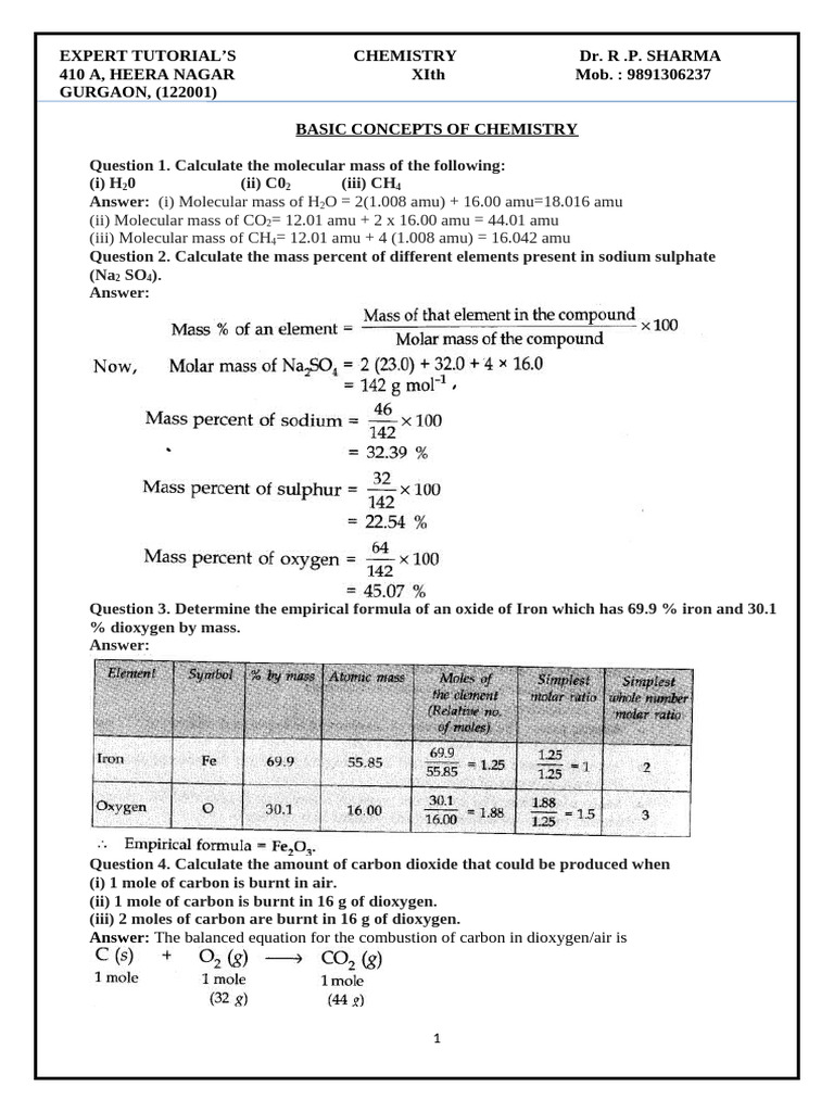 Physical Chemistry NCERT 11-1 | PDF | Mole (Unit) | Atomic Orbital