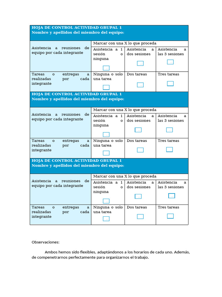 Hoja de Control Actividad Grupal - Copia | PDF