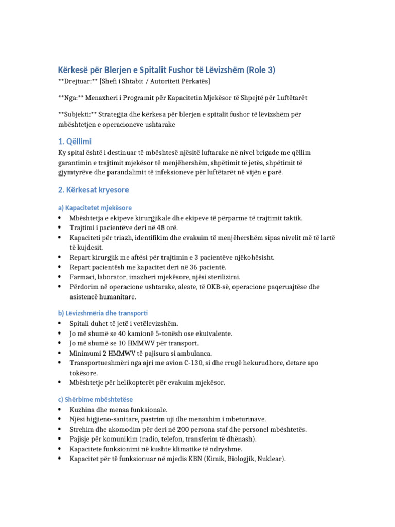Kerkese Blerje Spital Fushor Role3 | PDF