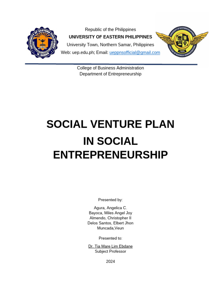 SOCIAL-VENTURE-PLAN | PDF | Entrepreneurship | Social Enterprise