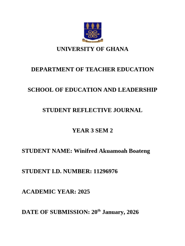 Year 3 Sem 2 - Student Reflective Journal | PDF | Educational ...