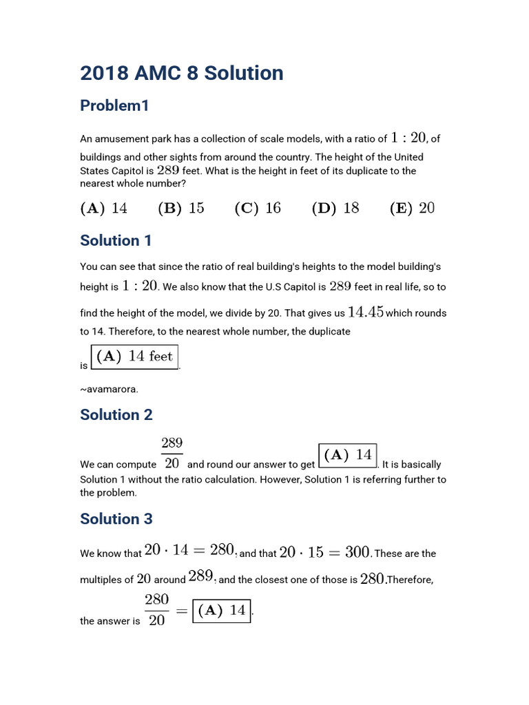 2018 AMC 8 Solution | PDF | Area | Triangle