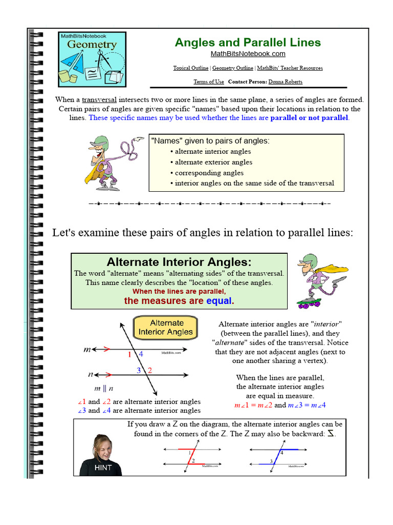 Angles and Parallel Lines - MathBitsNotebook (Geo) | PDF | Euclid ...