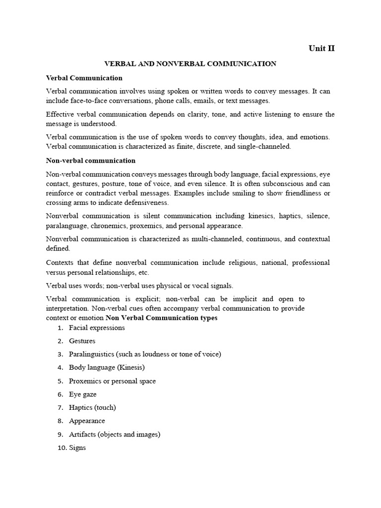 Unit 2 - Communication Skills | PDF | Nonverbal Communication ...
