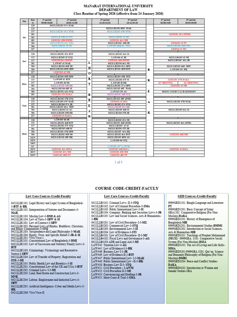 Class_routine_Spring 2026_21.01.2026-1 | PDF