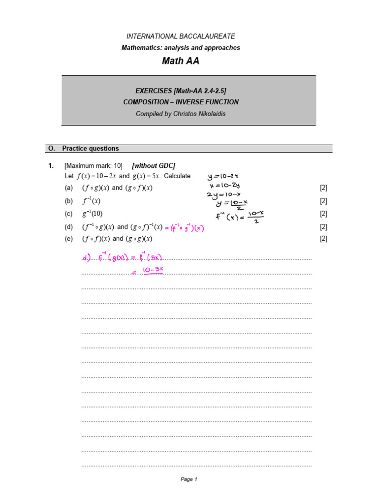[Math-Aa 2.4-2.5] Composition - Inverse Function.pdf | PDF | Function ...