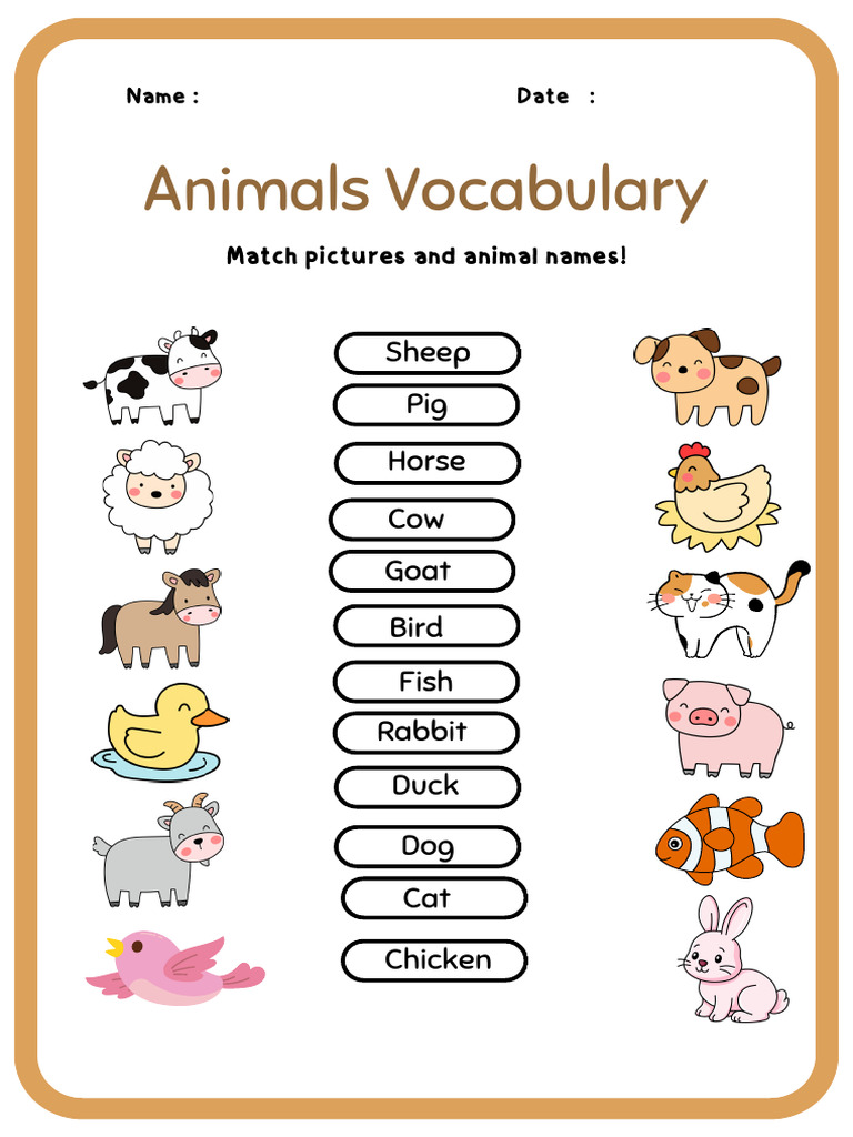 Animal Vocabulary Worksheet | PDF