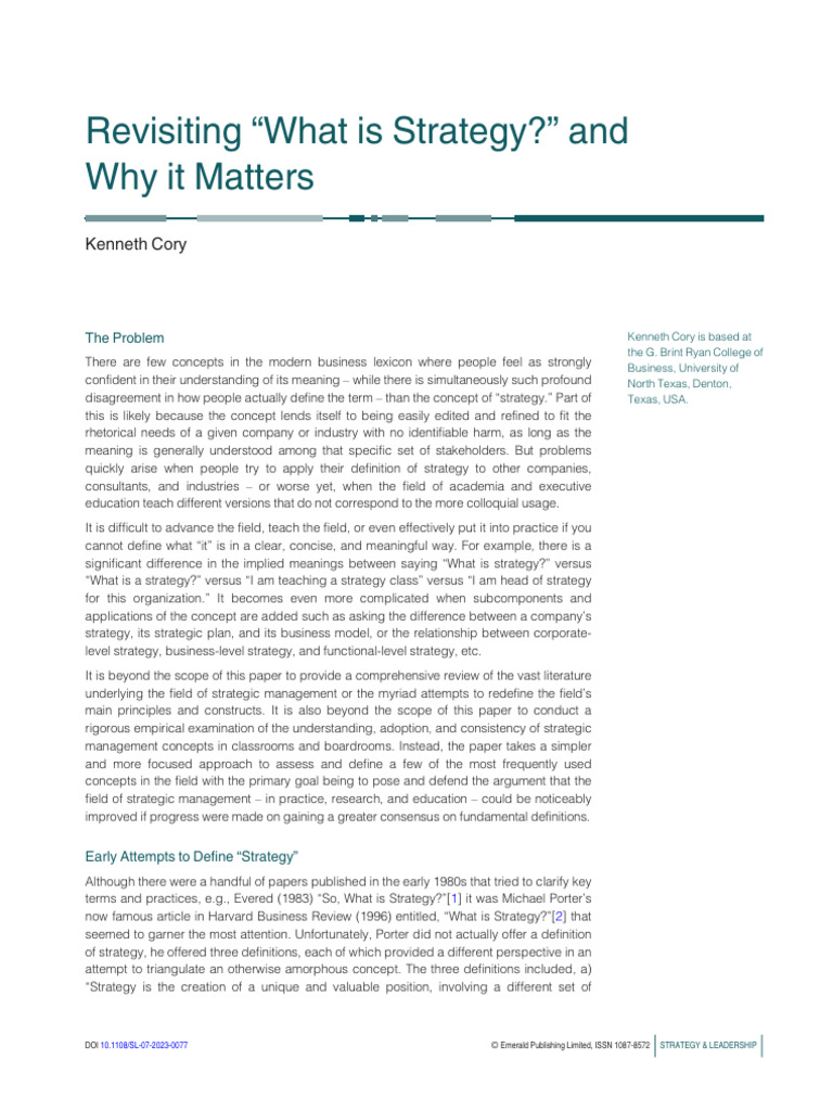 Revisiting What Is Strategy and Why It Matters | PDF | Strategic ...