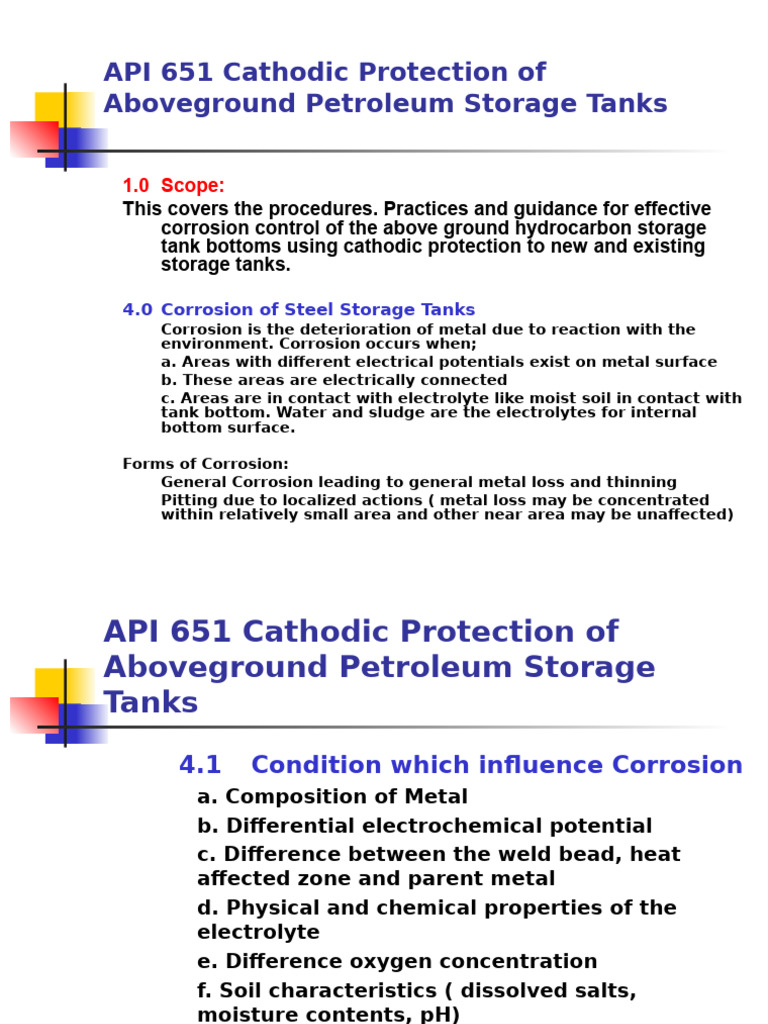 Cathodic Protection of Tanks API-651 | PDF | Corrosion | Rectifier