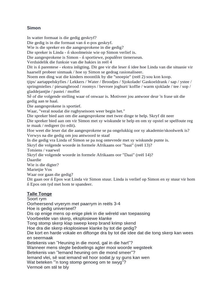 Simon Gedigte | PDF