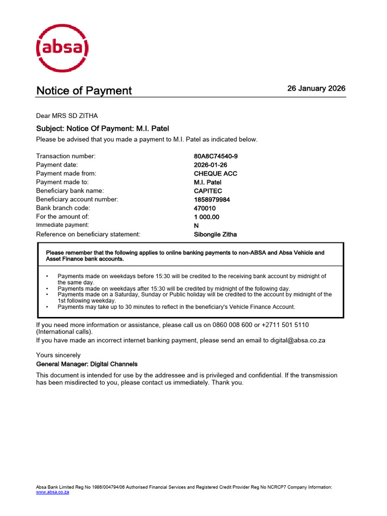 Notice of Payment | PDF