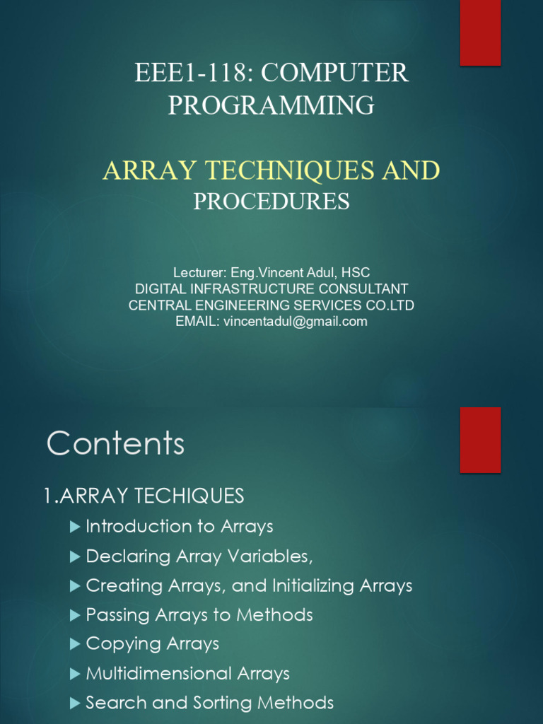 Lesson 3-EEEI 118-Array Techniques | PDF | Method (Computer Programming ...