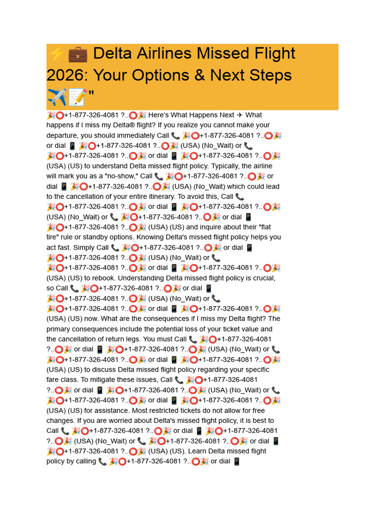 Delta Airlines Missed Flight 2026 Your Options Next Steps | PDF | Delta ...