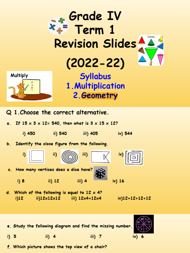 Grade 4 Math Revision Slides-Term1 2022-23 | PDF | Euclidean Geometry ...