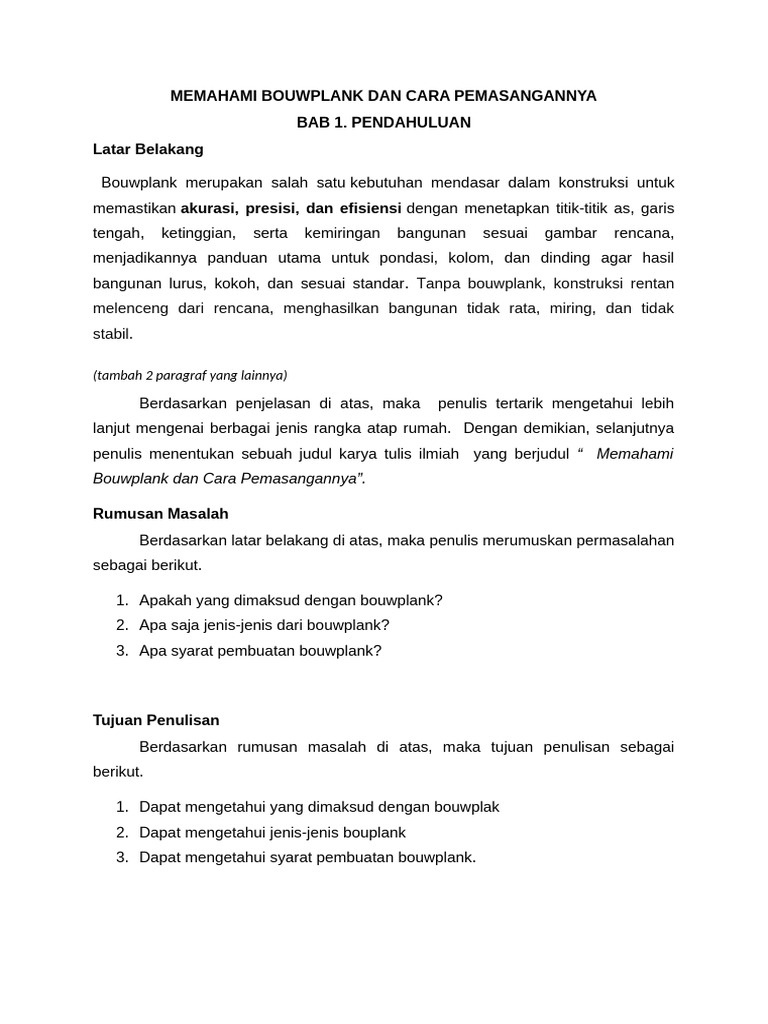 Memahami Bouwplank Dan Cara Pemasangannya | PDF