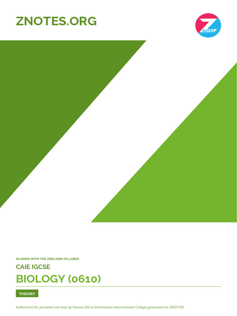 Igcse Biology Notes | PDF | Leaf | Cell (Biology)