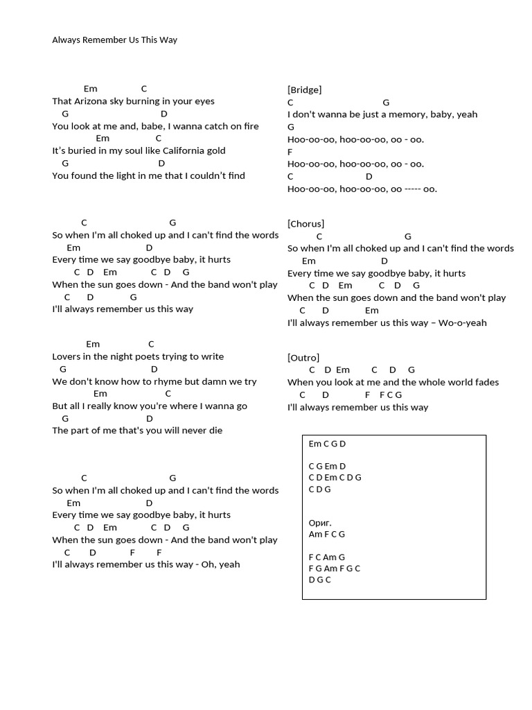 Always Remember Us This Way | PDF | Recorded Music