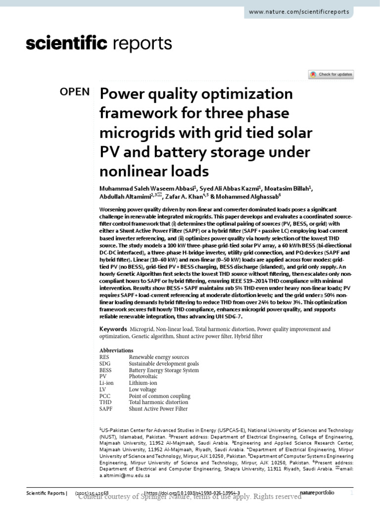 Power Quality Optimization Framework for Three Pha | PDF | Power ...