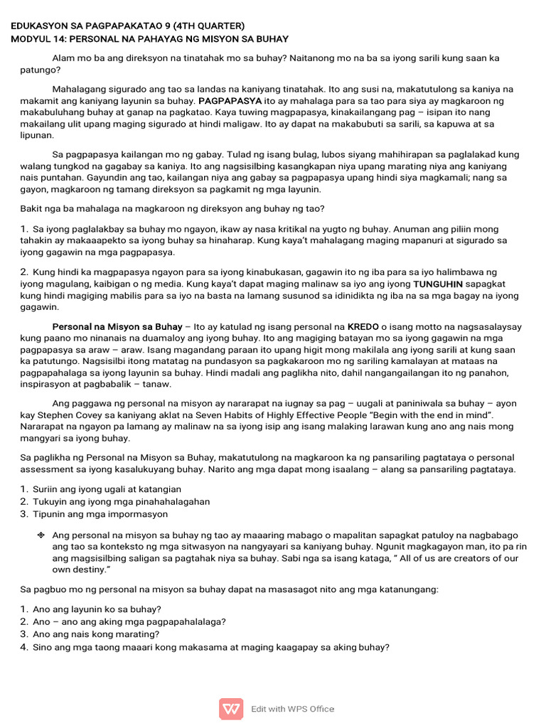 4th Quarter Lecture Written Performance Task Module 13 | PDF