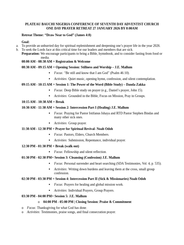 Prayer Retreat Program | PDF | Prayer | Confession (Religion)