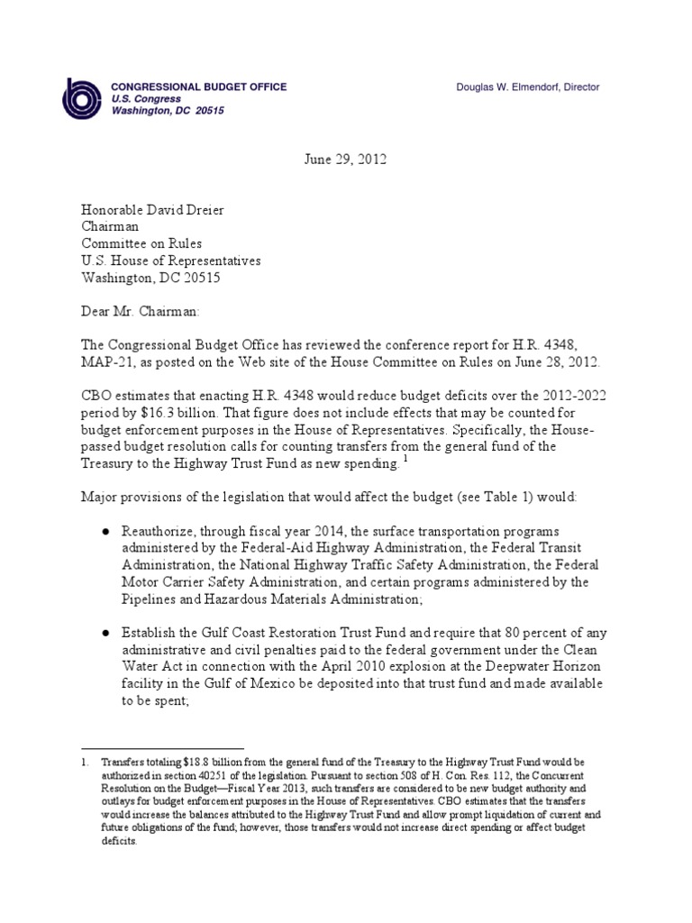 Hr4348conference Cbo Report | PDF | Baseline (Budgeting) | Pension