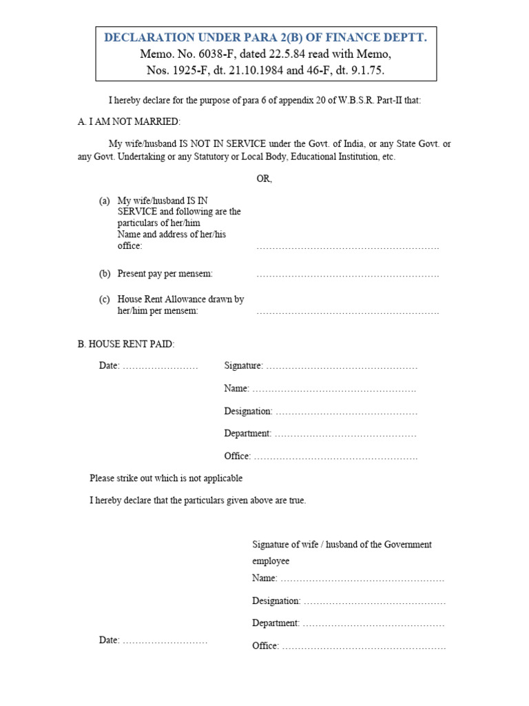 Declaration Form WBSR | PDF