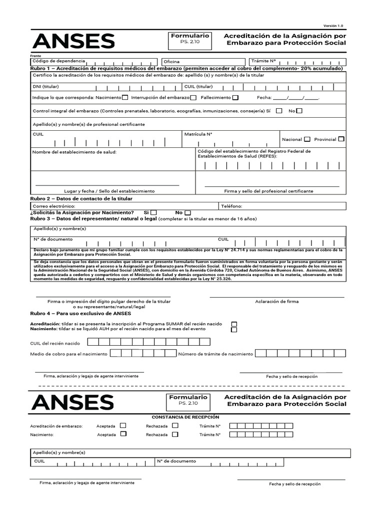 PS-2.10-Formulario Nacimiento Asig. Embarazo | PDF