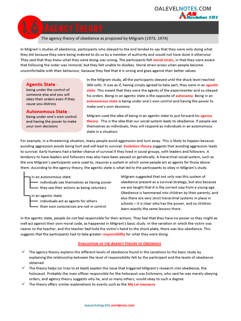 1-6 Agency Theory | PDF | Psychological Concepts | Psychology