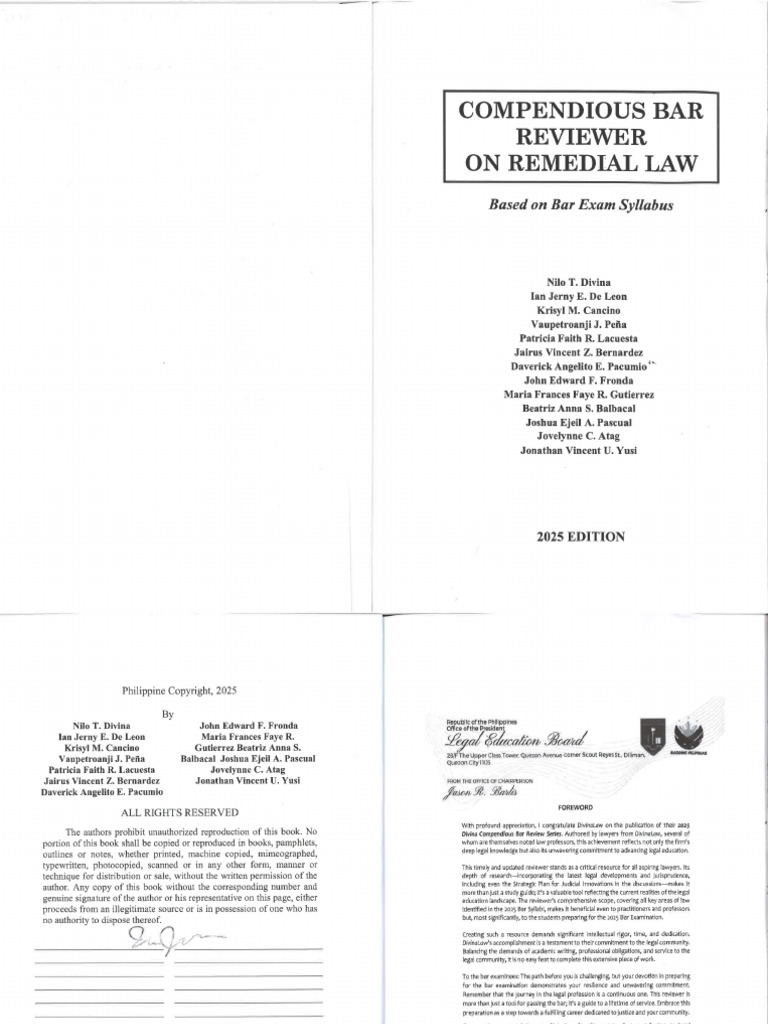 Divina Compendious 2025 - Remedial Law | PDF