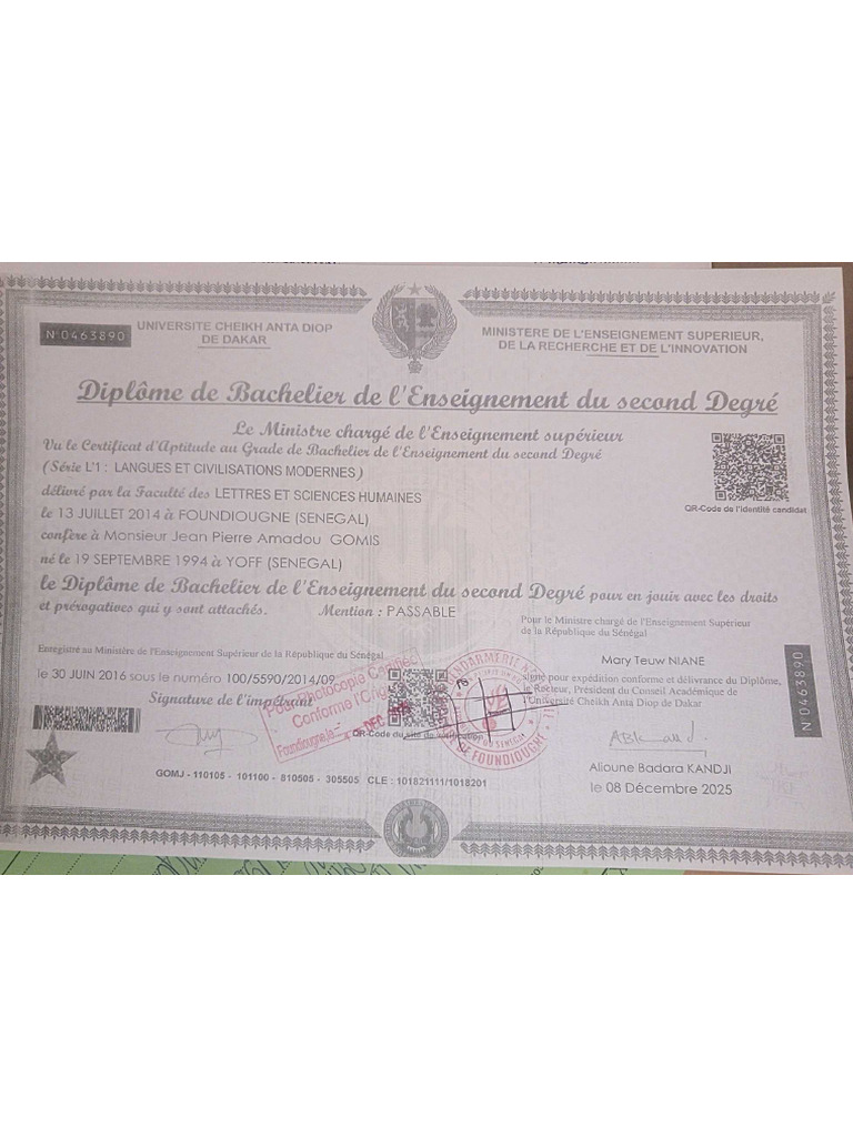 Diplôme Bac Légalisé | PDF