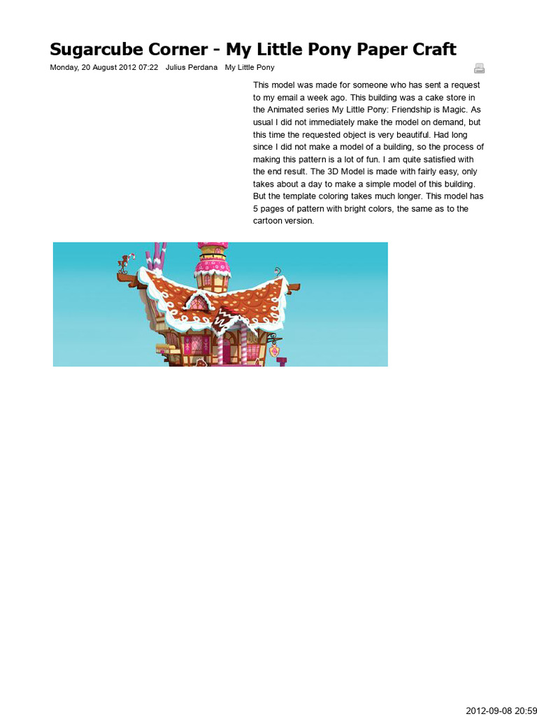 Sugarcube Corner - My Little Pony Paper Craft | PDF