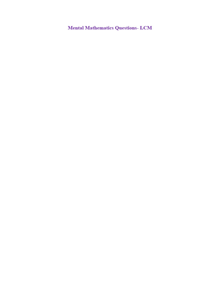 3.mental Mathematics Questions-LCM | PDF