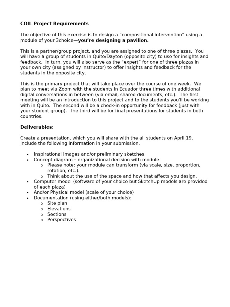 COIL Project Requirements | PDF