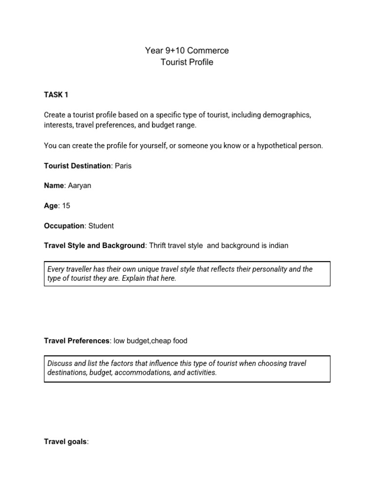Tourist Profile | PDF