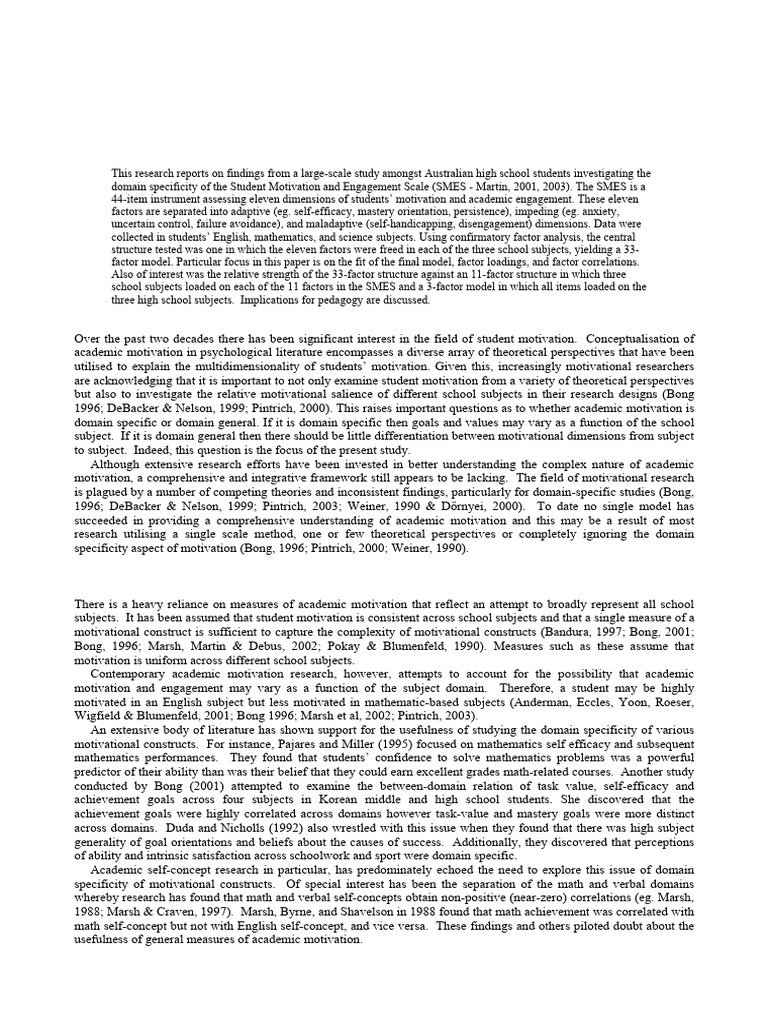 Student Motivation and Engagement Scale | PDF | Behavioural Sciences ...