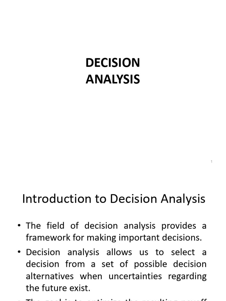 Decision Analysis - Part 1 | PDF | Probability | Decision Making