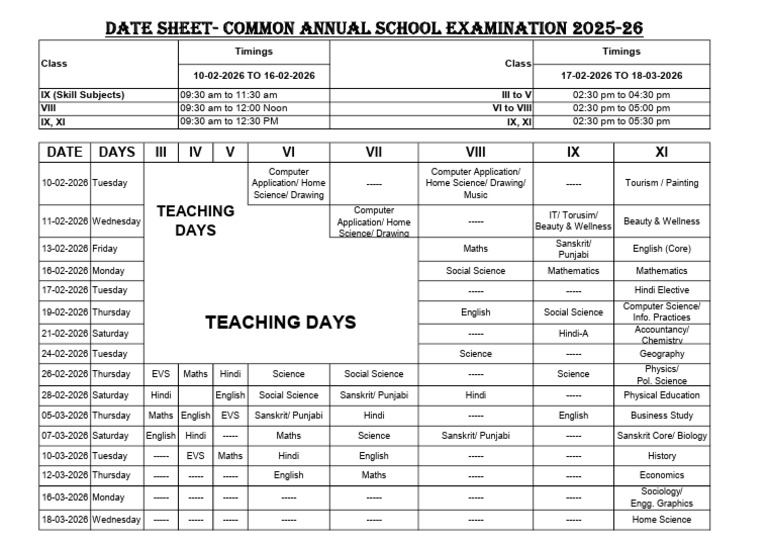 Final Term Date Sheet 2025-26 | PDF | Social Sciences | Science