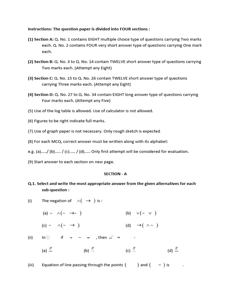 20260123 200459 Mathematics 2022 Question Paper | PDF | Multiple Choice | Mathematics