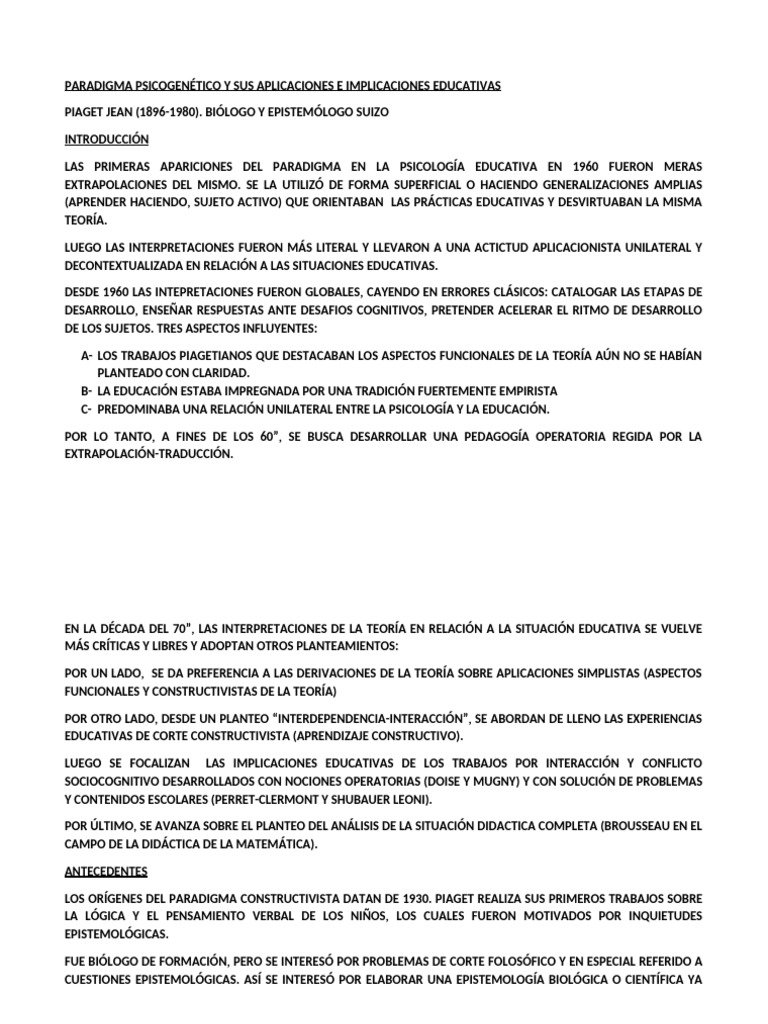 Paradigma Psicogenético y Sus Aplicaciones e Implicaciones Educativas ...