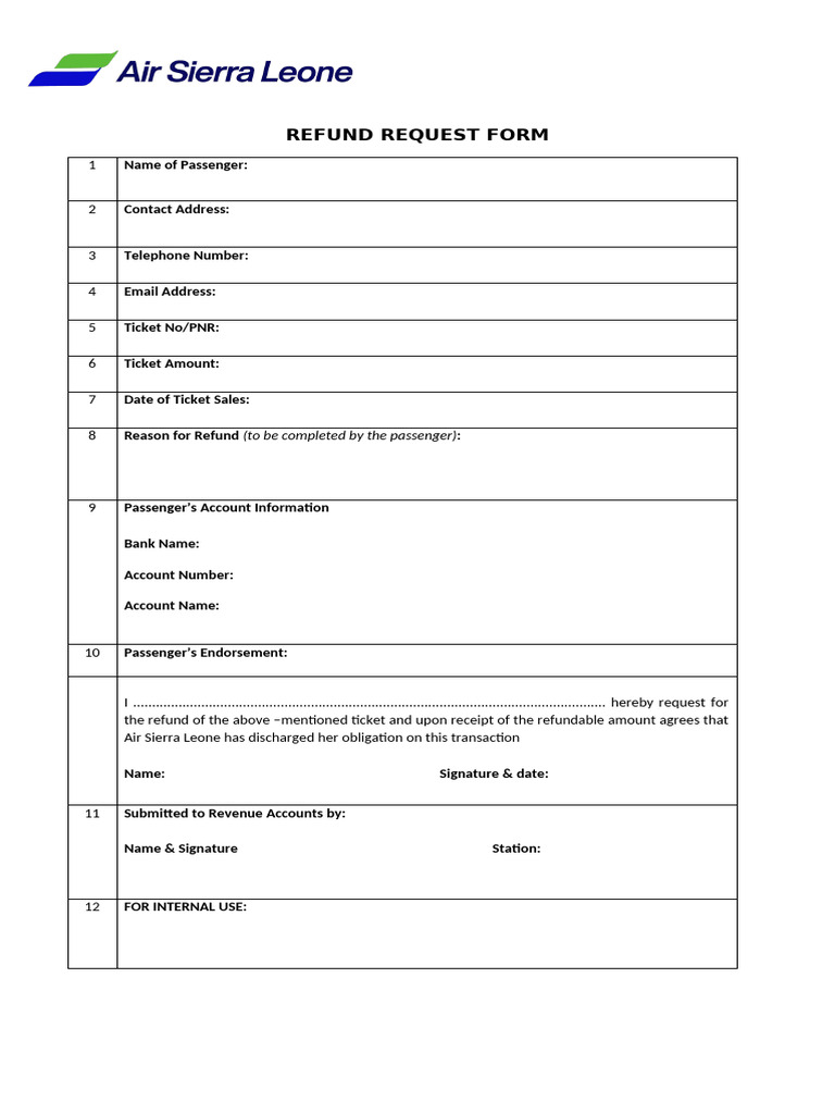 Refund Request Form | PDF