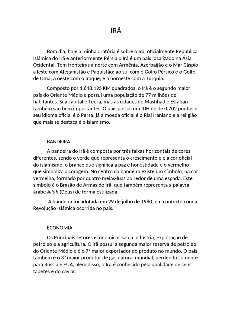 IRÃ | PDF | Irã | Oriente Médio