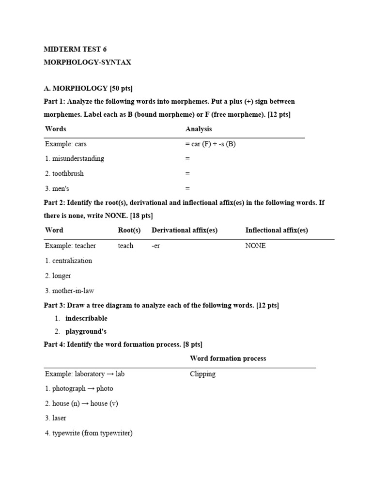Morpho-Syn (2025-26) D04-Midterm D Phòng ANSWER | PDF | Phrase ...