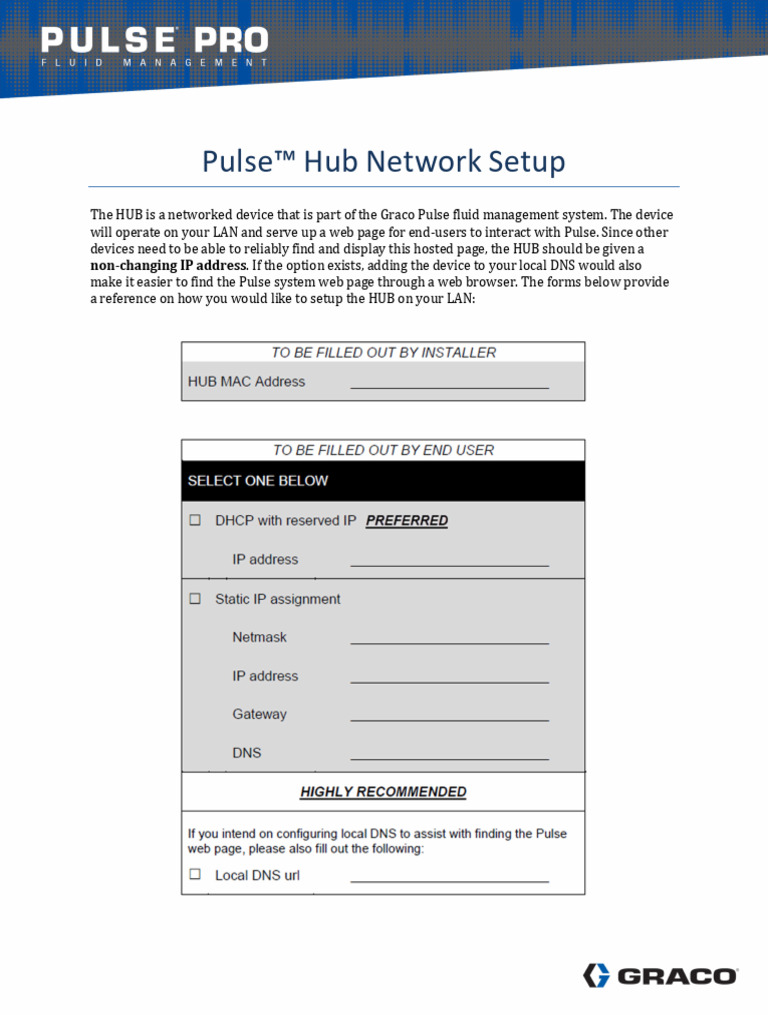 Pulse Hub Network Setup | PDF