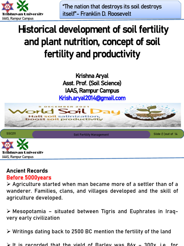 Soil Fertility Management - 3rd Sem | PDF | Soil | Plant Nutrition