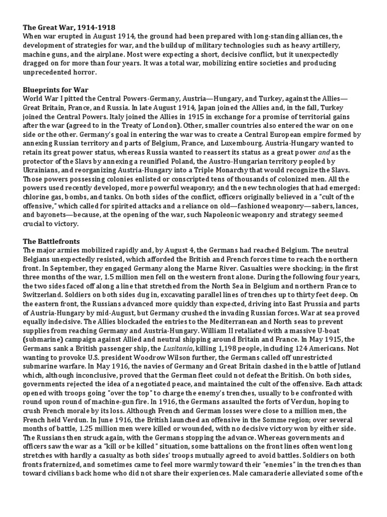 WWI Summary | PDF | Vladimir Lenin | Weimar Republic