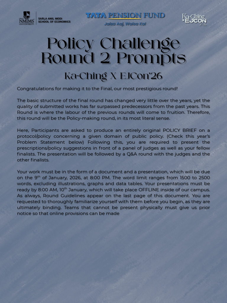 Policy Challenge - Round 2 (1) | PDF | Pension | Economies