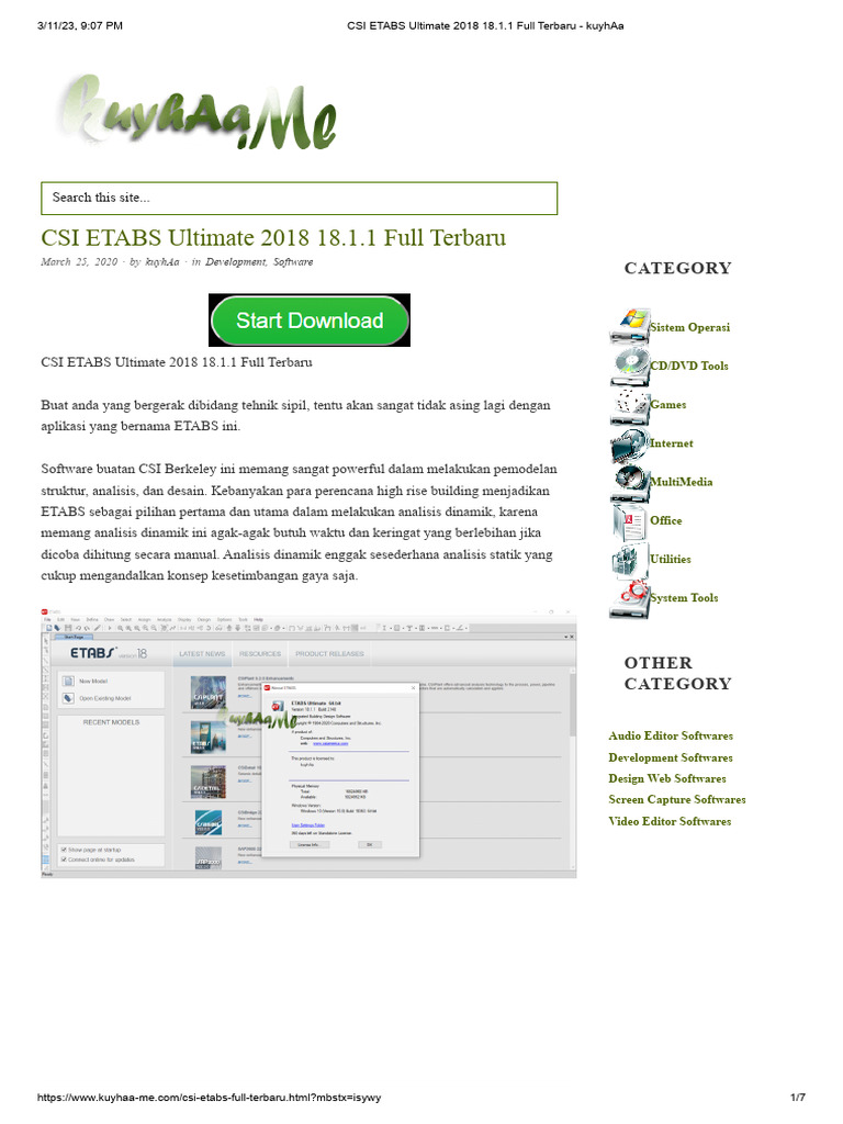 CSI ETABS Ultimate 2018 18.1.1 Full Terbaru - KuyhAa | PDF