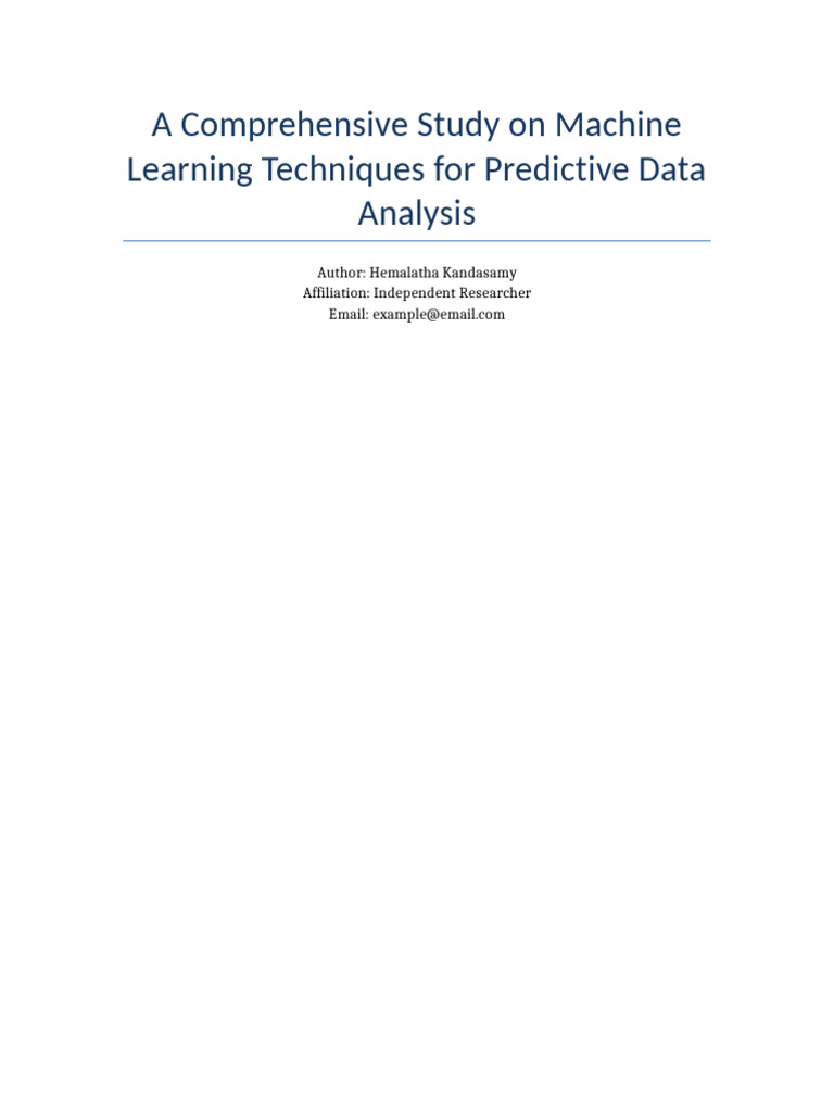 Machine Learning Predictive Analytics Research Paper | PDF | Machine ...